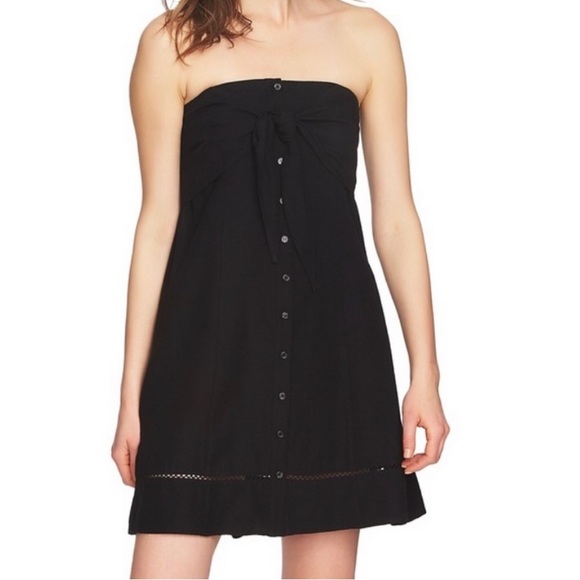 1. State | Dresses | Nwt State Strapless Black Button Tie Front Mini ...